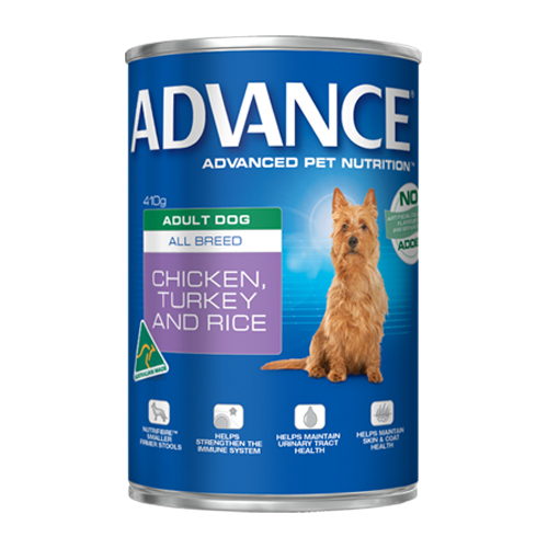 Buy Advance Adult Dog All Breed With Chicken, Turkey & Rice Cans 410 Gm ...