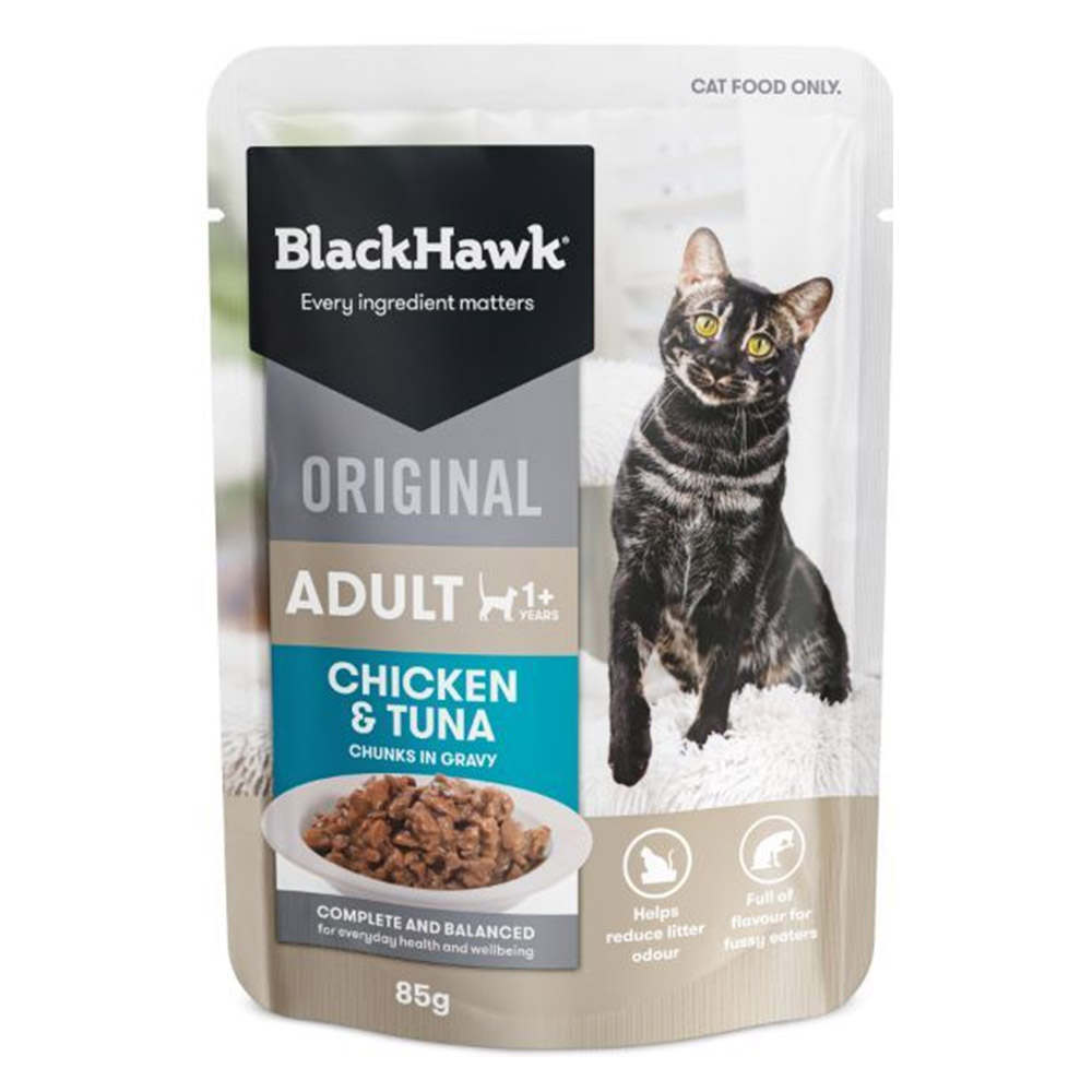 Buy Black Hawk Original Adult 1+ Chicken & Tuna Chunks In Gravy Wet Cat ...