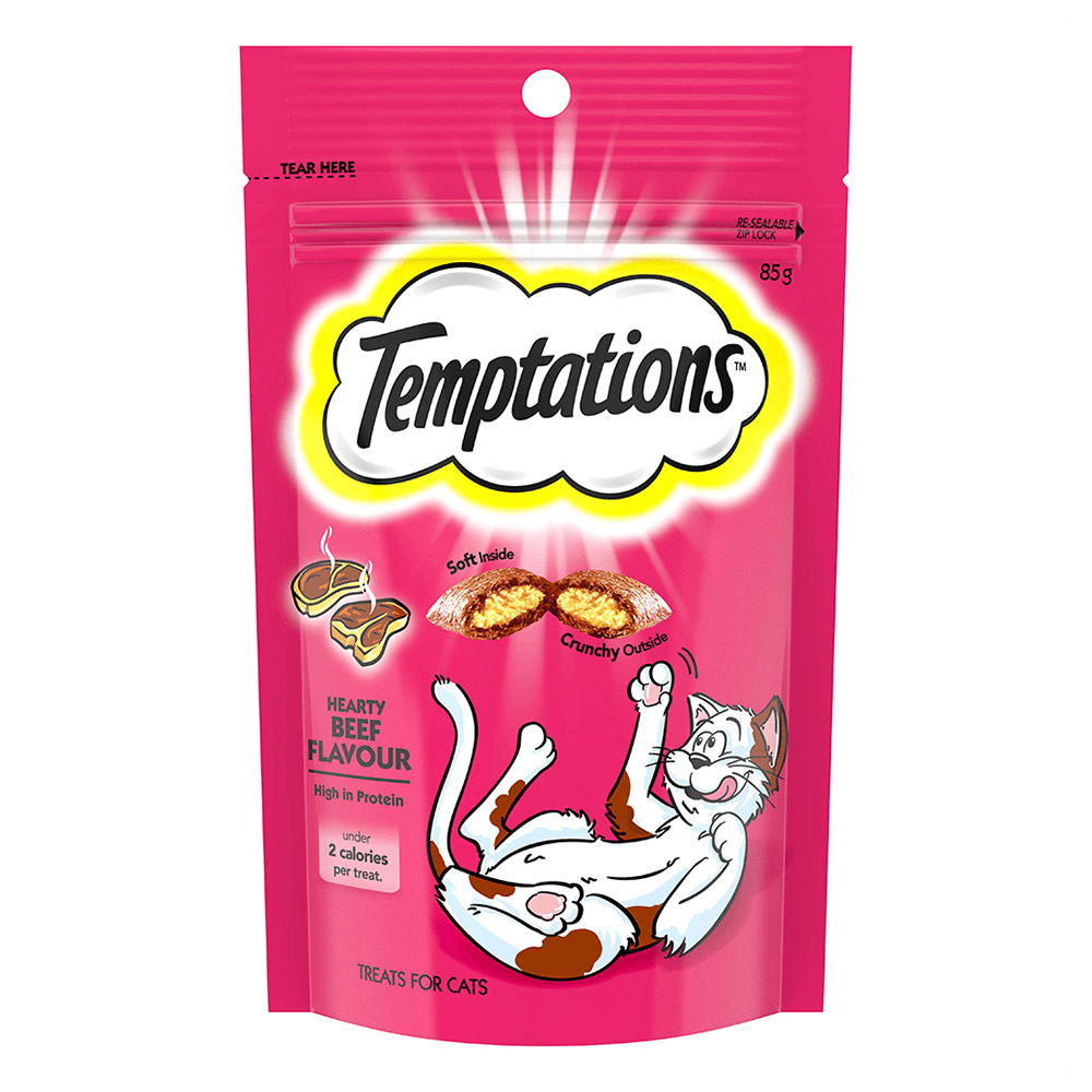 Buy Temptations Hearty Beef Cat Treats 85gm - Free Shipping