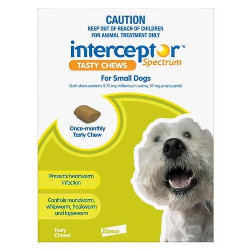 Interceptor Spectrum Chews For Small Dogs 4 To 11kg (Green) 3 Chews