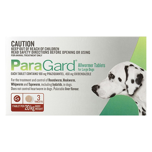 Paragard Broad Spectrum Wormer For Large Dogs 20 Kg 3 Tablet