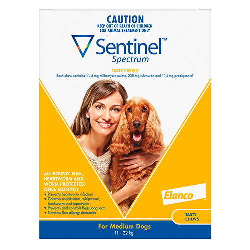 Sentinel Spectrum Chews For Medium Dogs 11 To 22kg (Yellow) 3 Chews