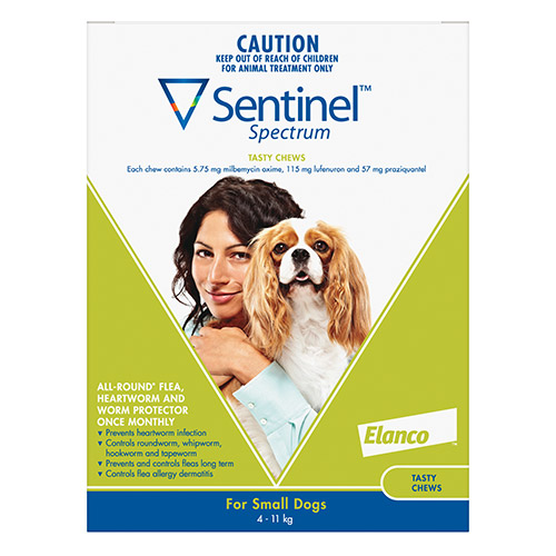Sentinel Spectrum Chews For Small Dogs 4 To 11kg (Green) 3 Chews